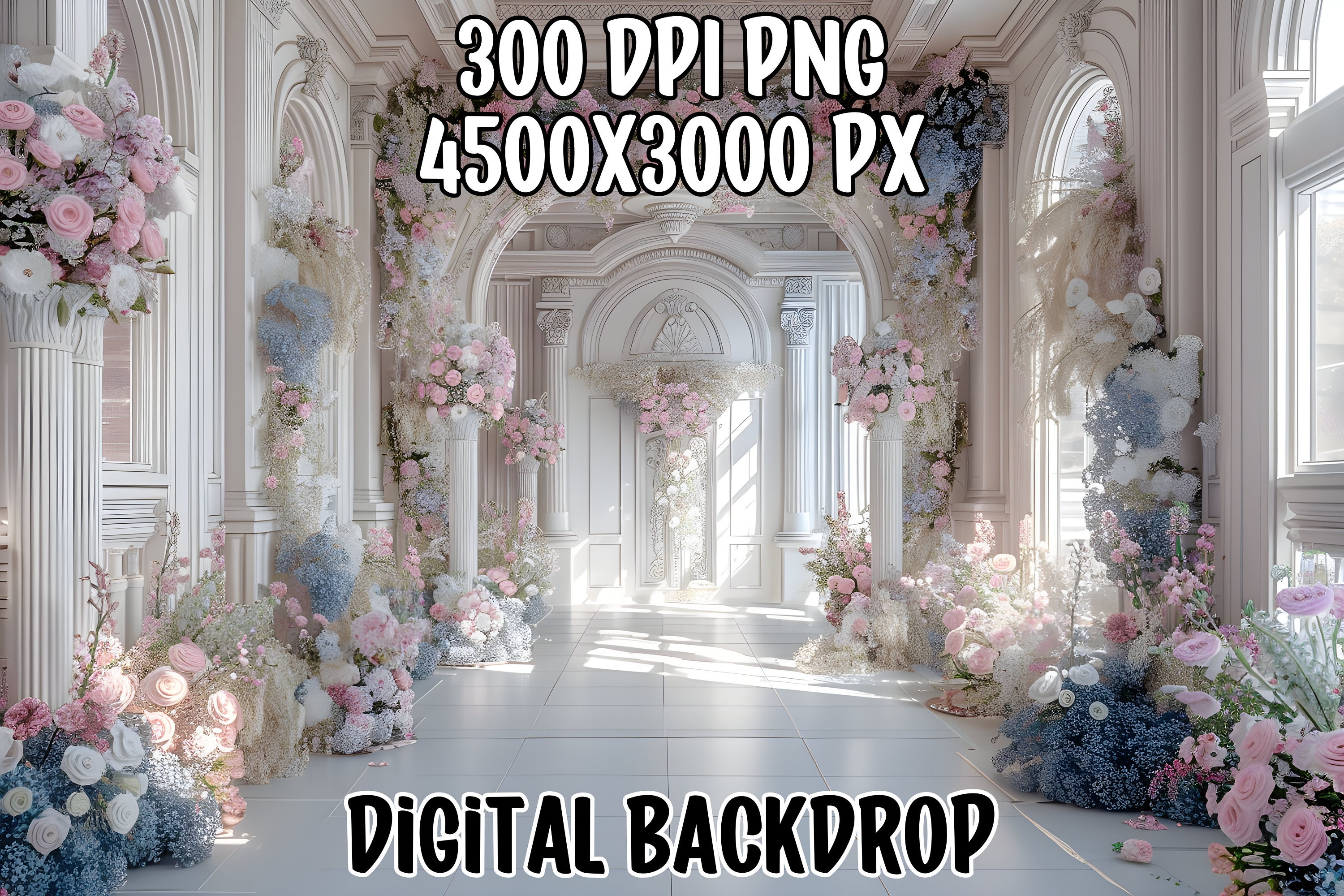 Digital Backdrop, White Wedding Background for Photo Editing, Beautiful ...