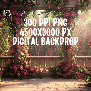 Digital Backdrop, Floral Wedding Background for Photo Editing ...