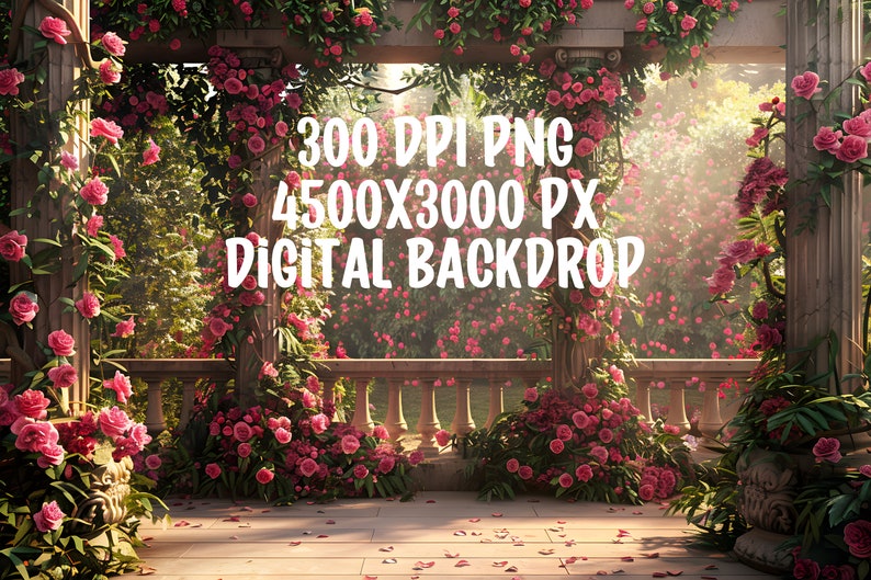 Digital Backdrop, Floral Wedding Background for Photo Editing ...