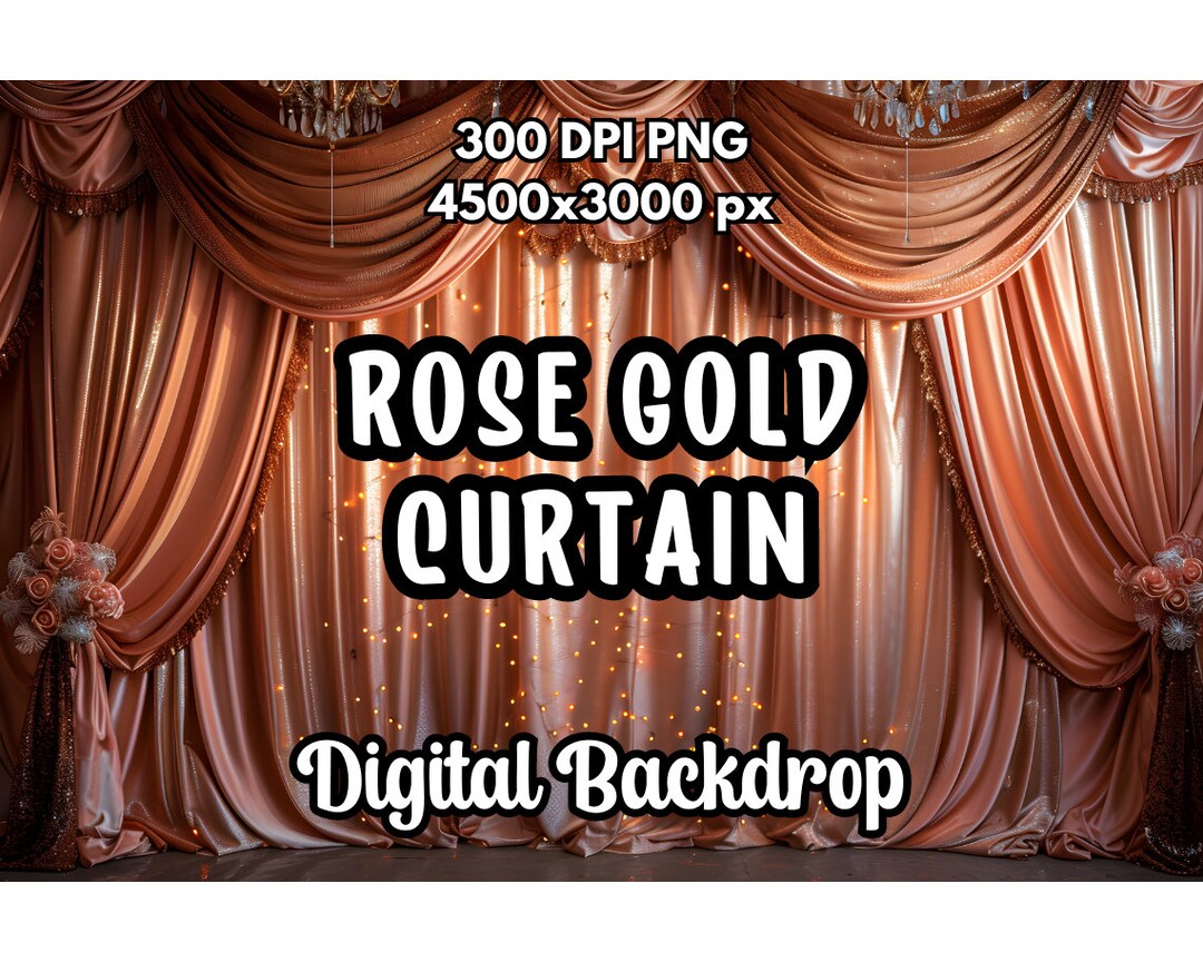Digital Backdrop, Rose Gold Curtain Background for Photo Editing ...
