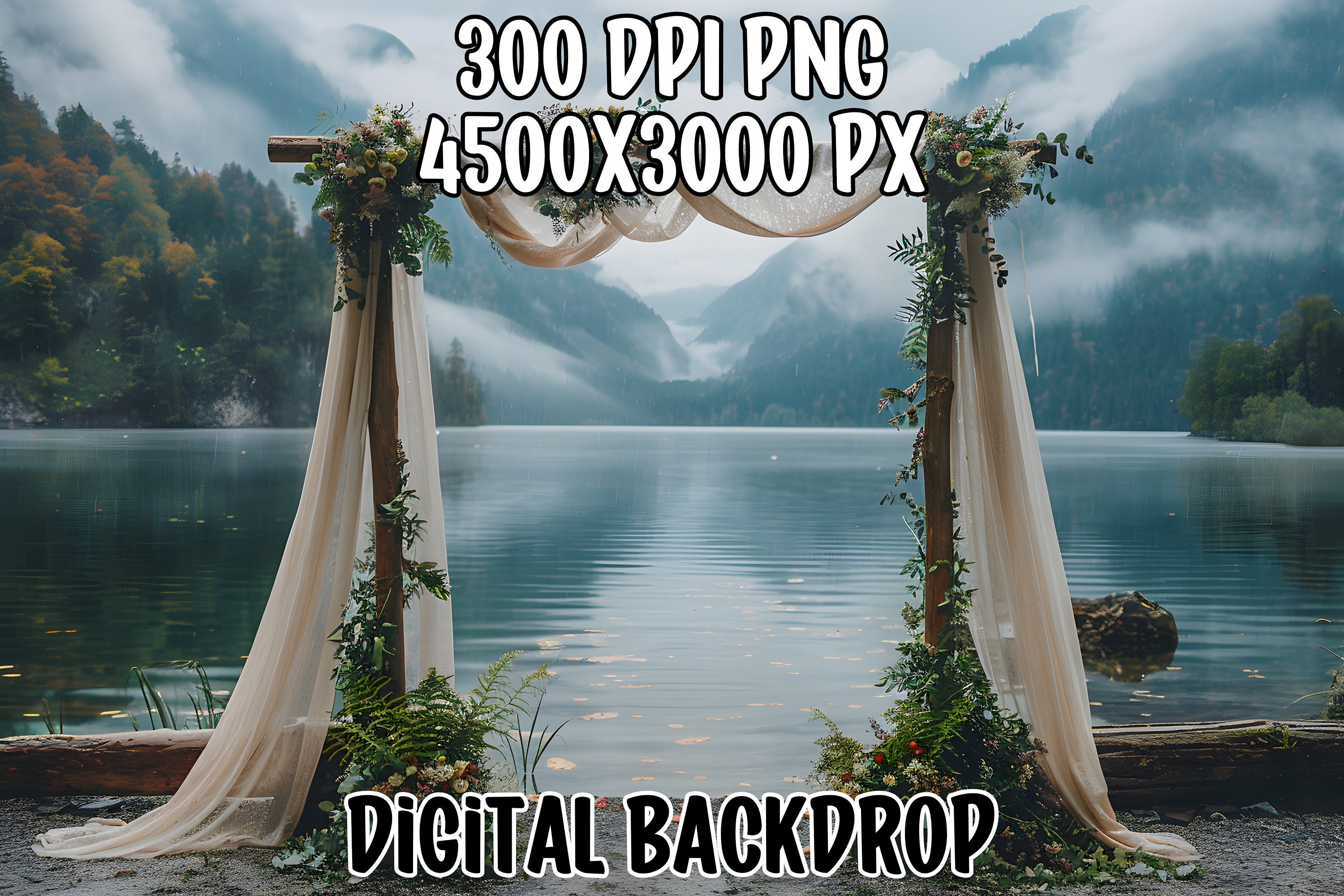 Digital Backdrop, Nature Wedding Background for Photo Editing ...