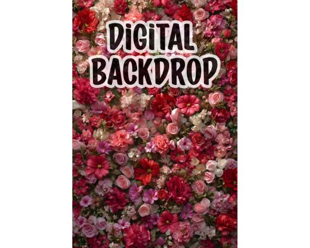 Floral Wall Portrait Digital Backdrop: Photo Editing Overlay (300 DPI ...