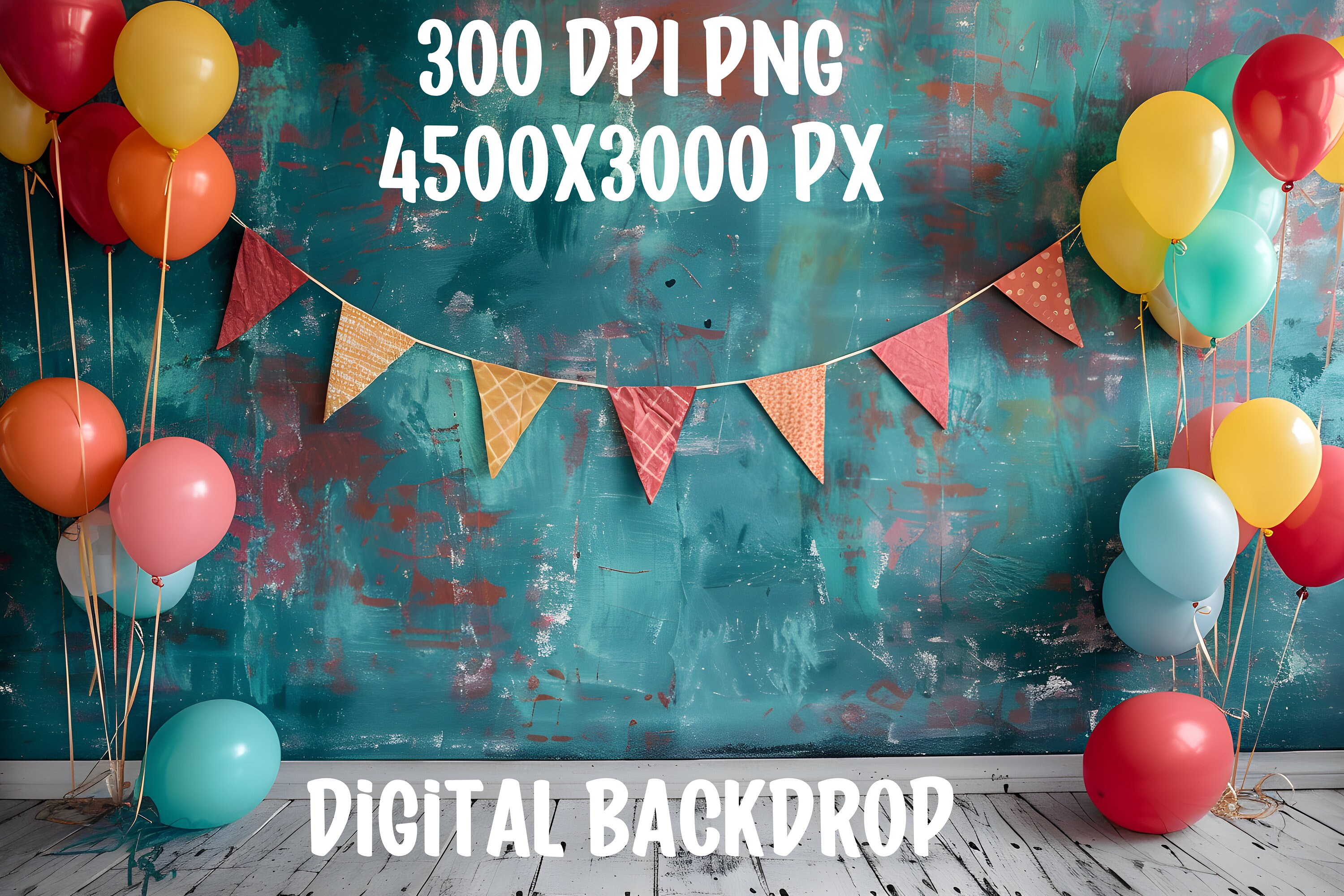 Digital Backdrop, Colorful Birthday Background for Photo Editing ...