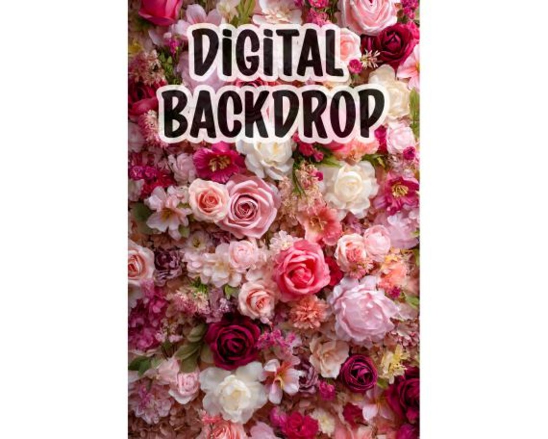 Floral Wall Portrait Digital Backdrop: Photo Editing Overlay (PNG, 300 ...