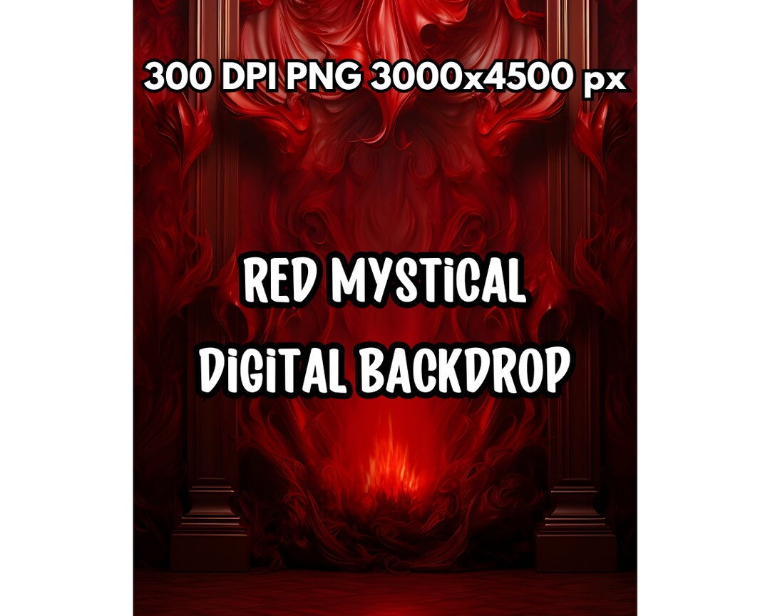 Digital Backdrop, Red Mystic Background for Photo Editing, Supernatural ...