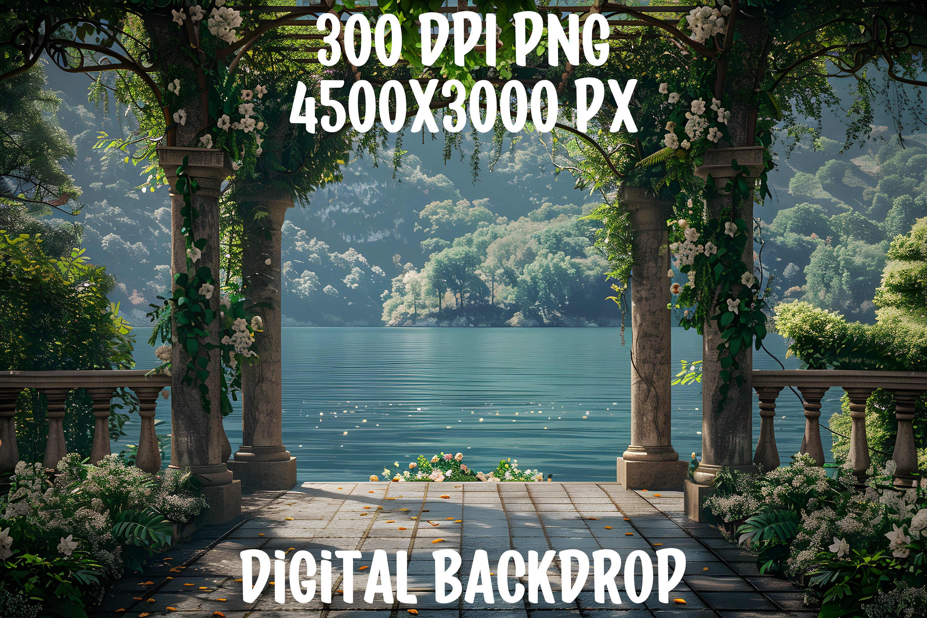 Digital Backdrop, Nature Wedding Background for Photo Editing ...