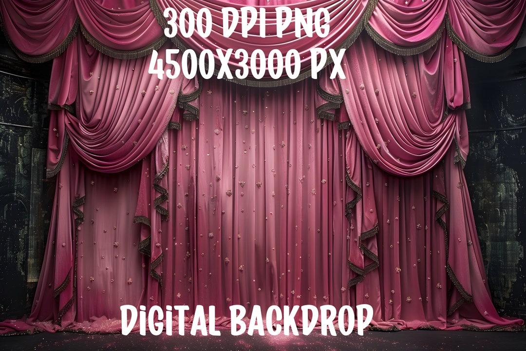 Digital Backdrop, Pink Curtain Background for Photo Editing, Beautiful ...