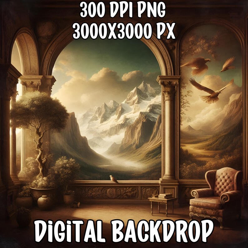 Digital Backdrop, Beautiful Classic Background for Photo Editing ...