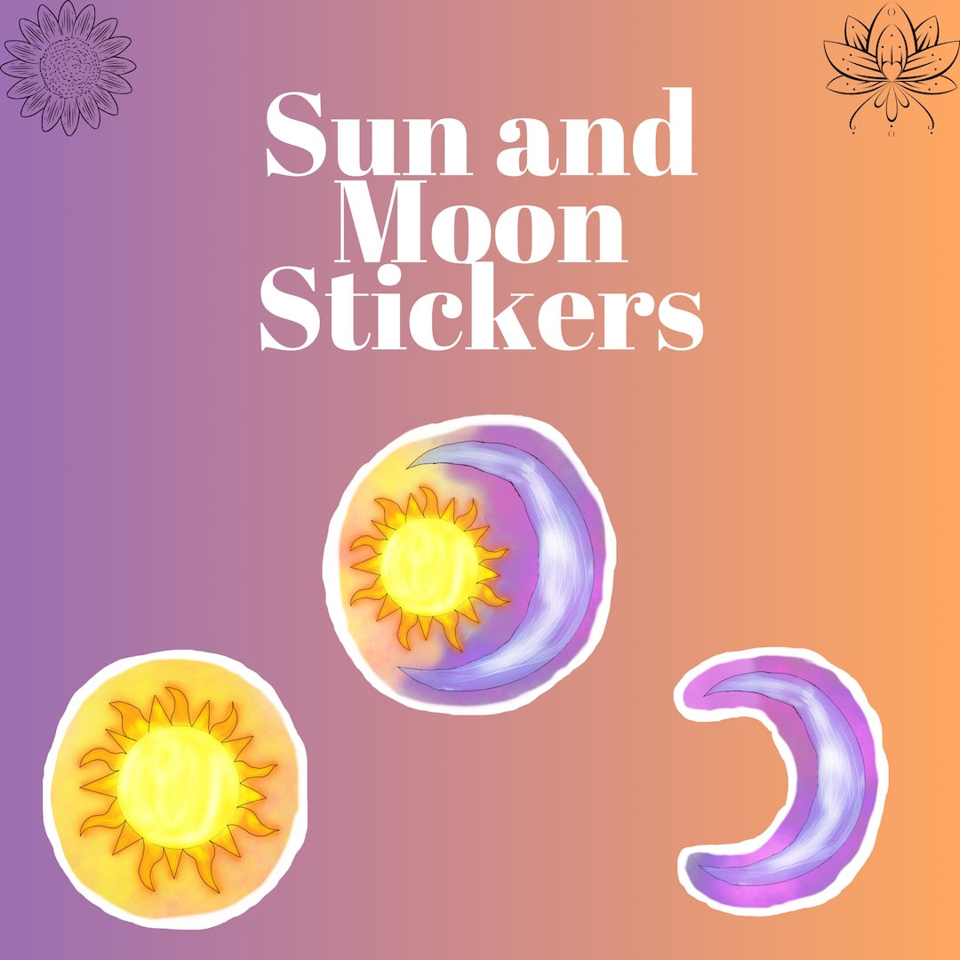 Sun and Moon Sticker and Sticker Pack - Etsy