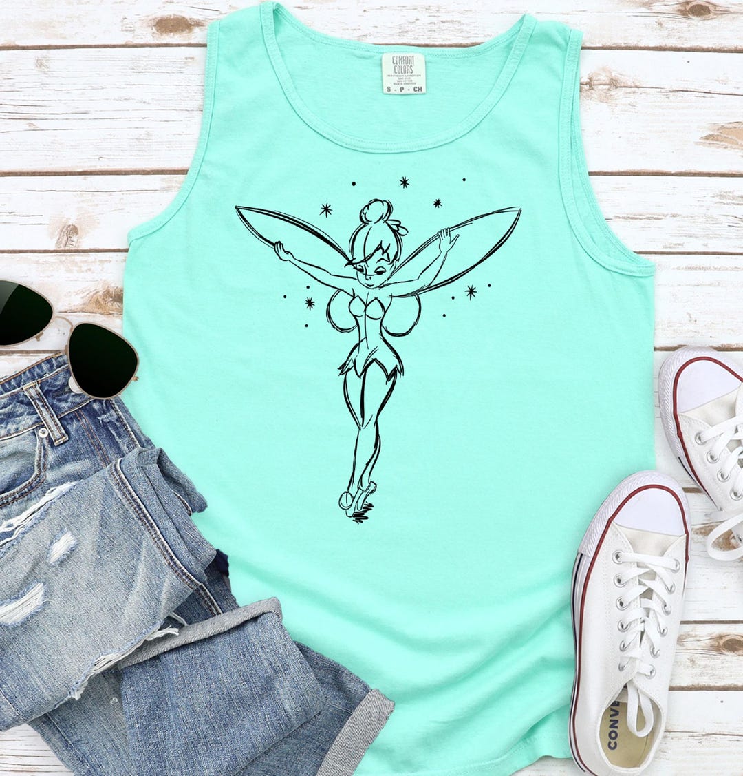 Tinkerbell Tank Top Disney Tanks Peter Pan Tank Tinkerbell Sketch Tank ...