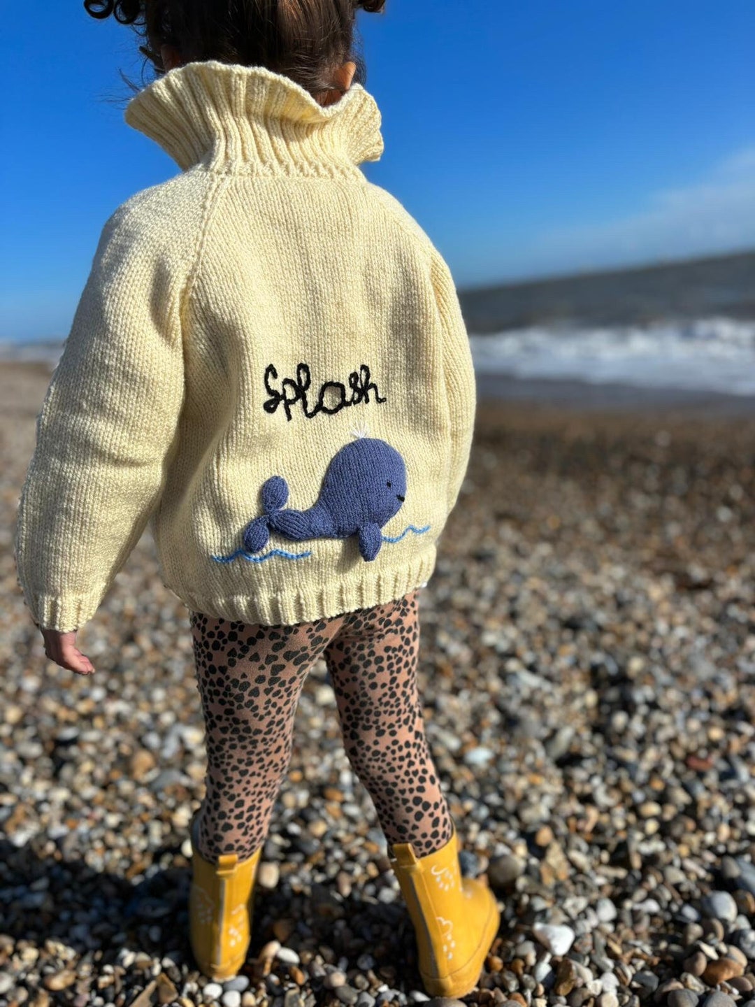 Lil Whale, Big Splash Beautiful Hand-knitted Cardigan With Whale Motif ...