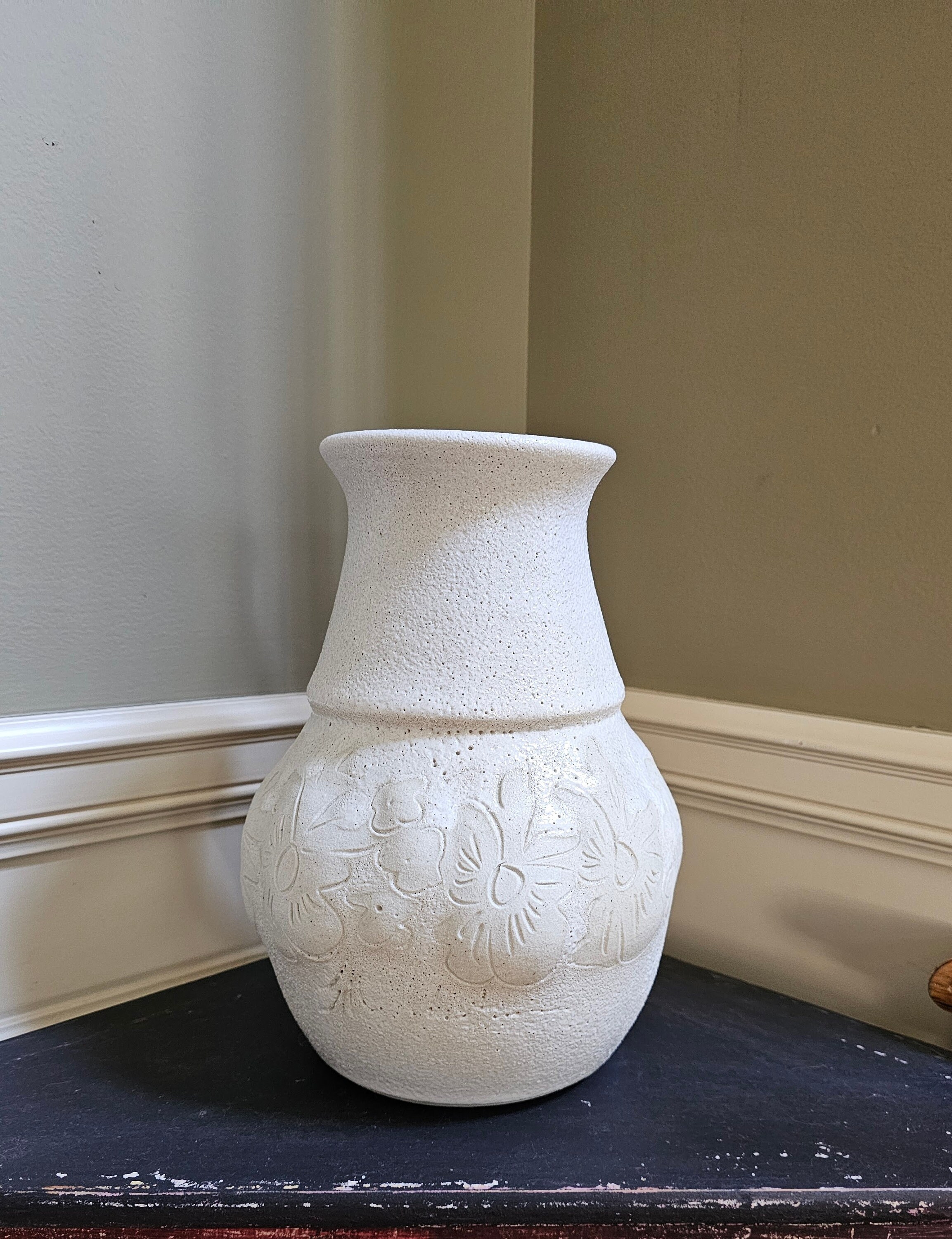 Large White Vase Clay Home Decor Vintage Pottery Wedding Flower ...