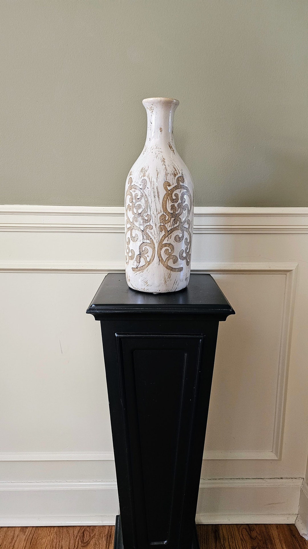 Tall White Vase Flower Ceramic Wedding Gift Vintage Large Contemporary ...