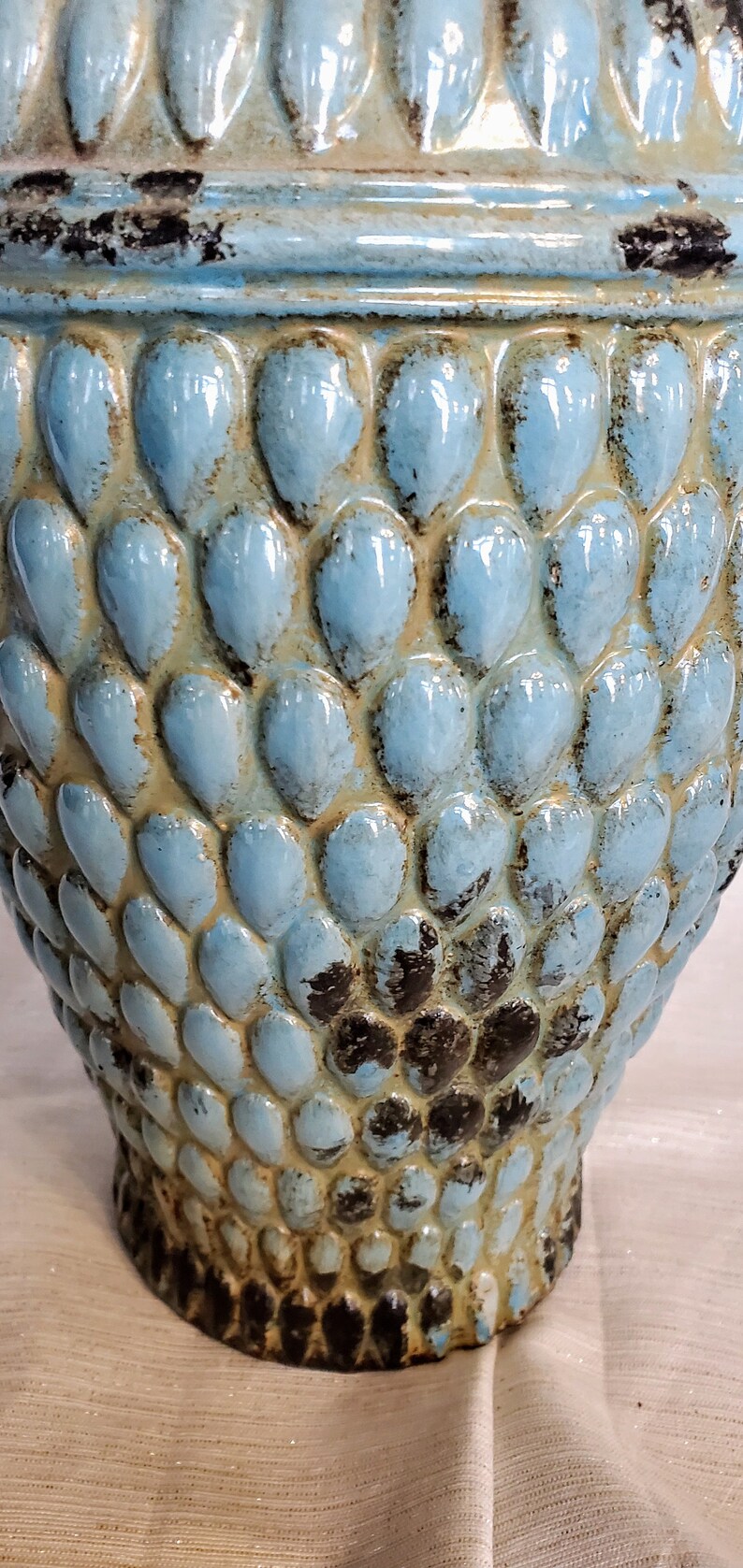 Rustic Teal Blue Flower Vase Home Decor Distressed Jar Housewarming ...