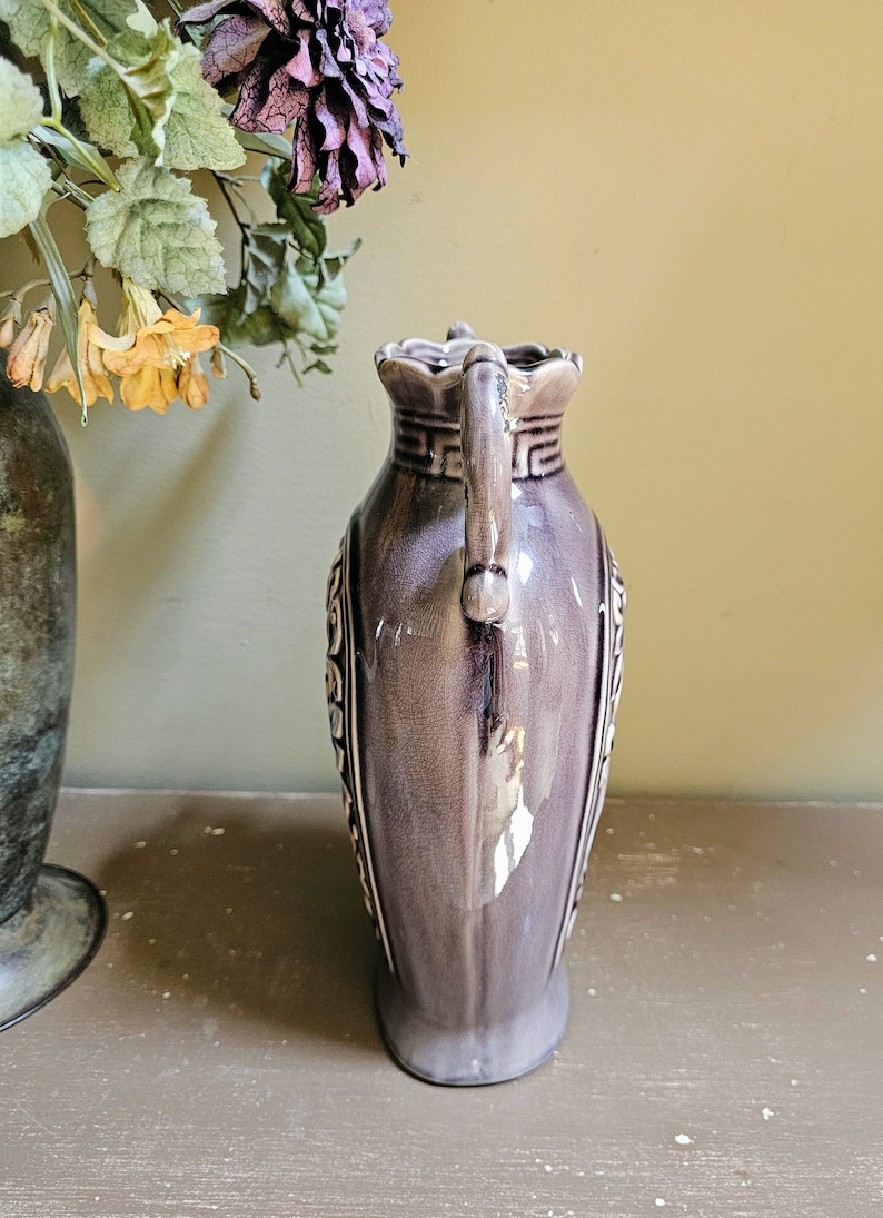 Purple Vase Home Decor Flower Amethyst Art Ceramic Vintage Medium Large ...
