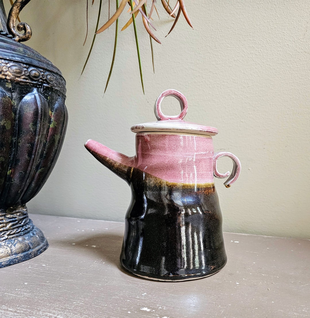 Ceramic Pitcher Vase Vintage Flower Hand Painted Water Handmade ...