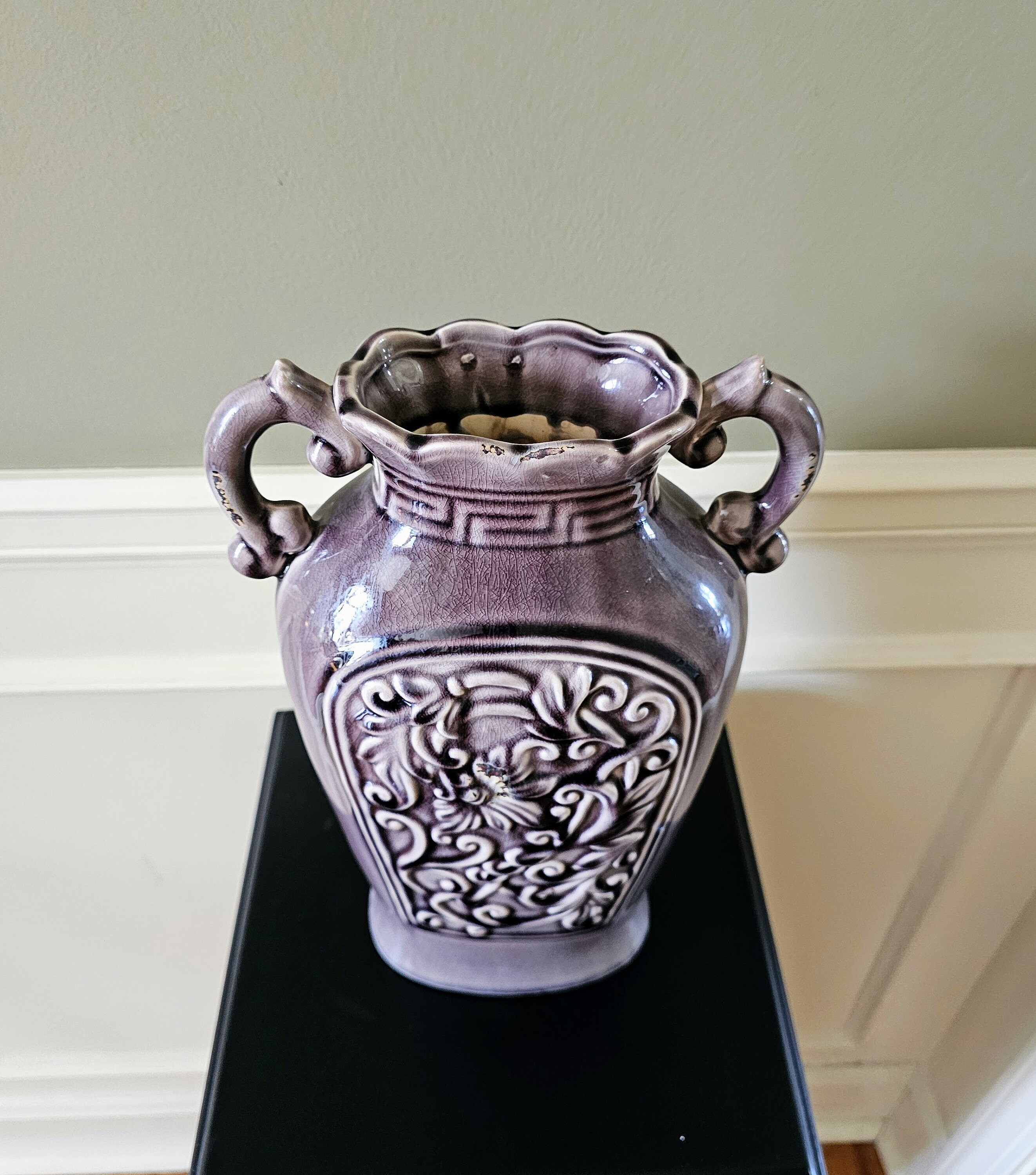Purple Vase Home Decor Flower Amethyst Art Ceramic Vintage Medium Large ...