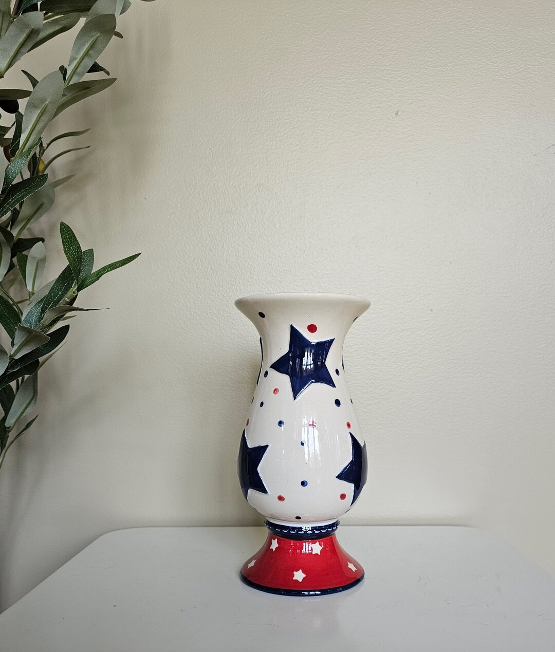 4th of July Vase Independence Day Decor Patriotic Red White and Blue ...