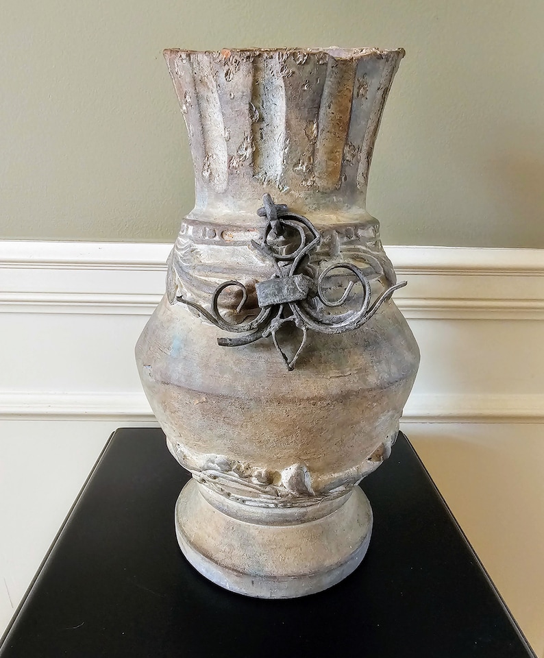 Clay Vase Home Decor Vintage Decorative Rustic Flower Pot Brown Gift ...