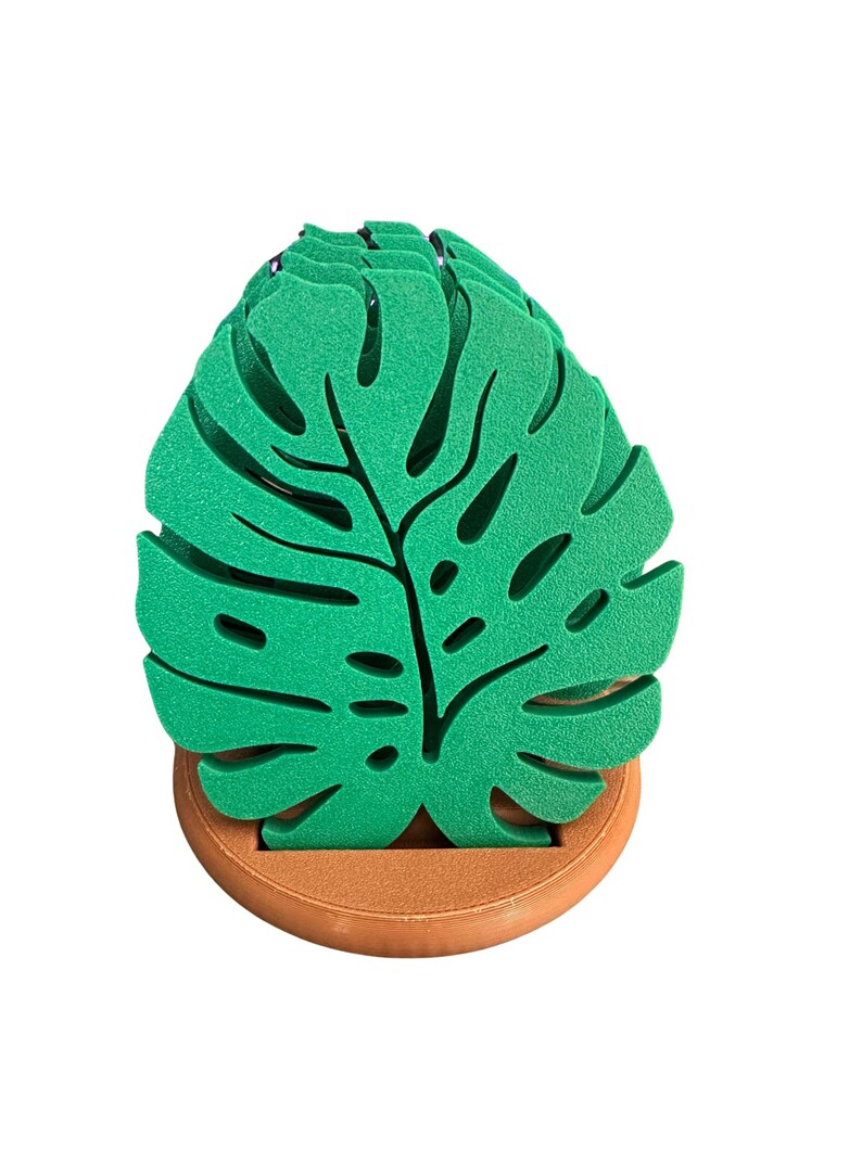 Leaf 3D Printed Coaster Set With Stand: Nature Inspired Home Decor - Etsy