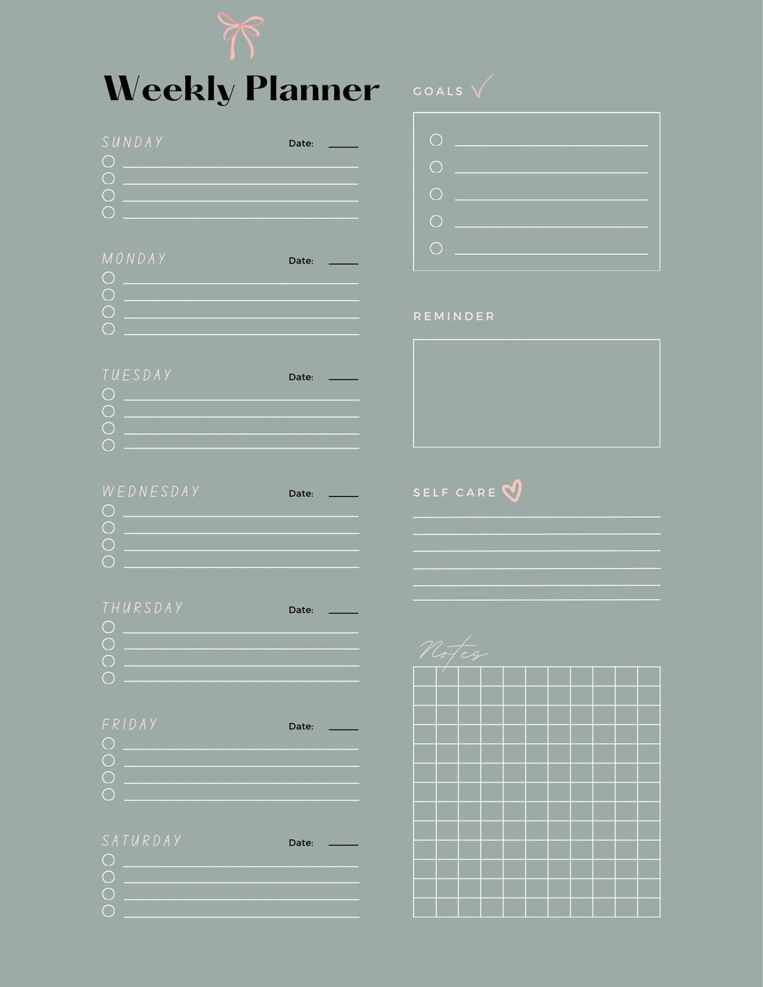 Digital Weekly Planner Download for Ipad, Mac, Iphone, Tablet in Girly ...