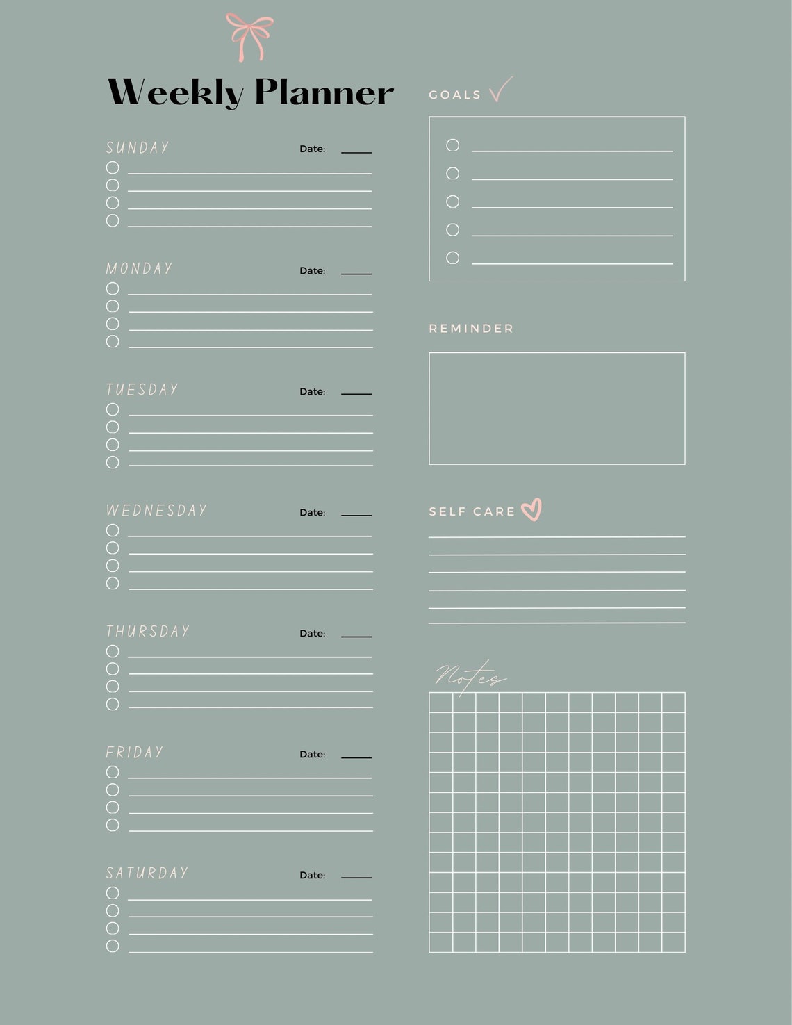 Digital Weekly Planner Download for Ipad, Mac, Iphone, Tablet in Girly ...