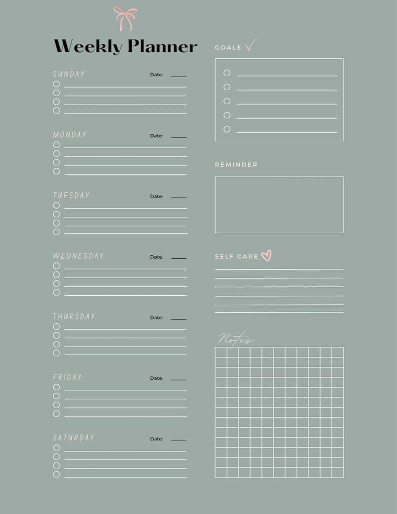 Digital Weekly Planner Download for Ipad, Mac, Iphone, Tablet in Girly ...