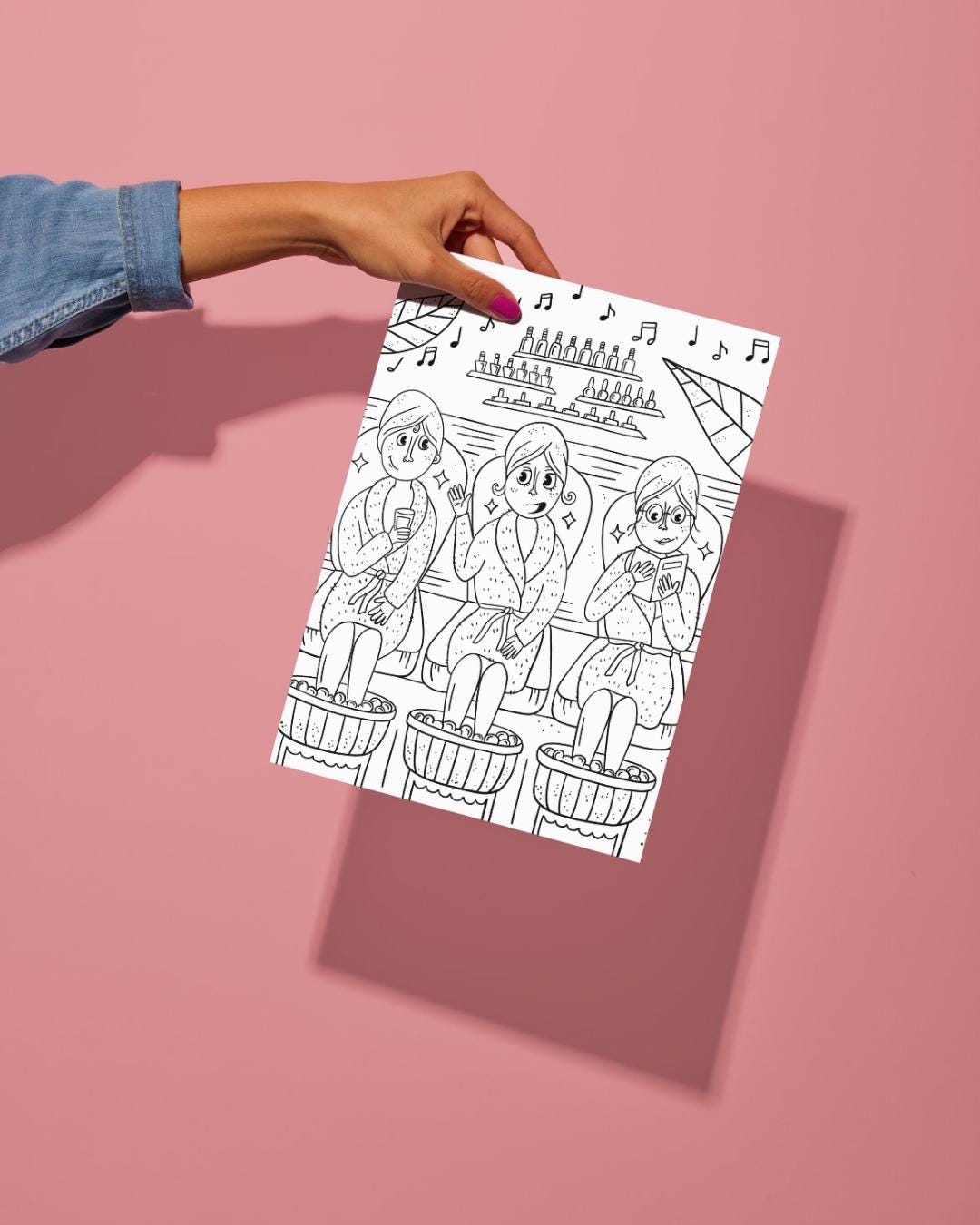 Spa Day With Friends Coloring Page | Hand Drawn Self Care Scene | 8 ...