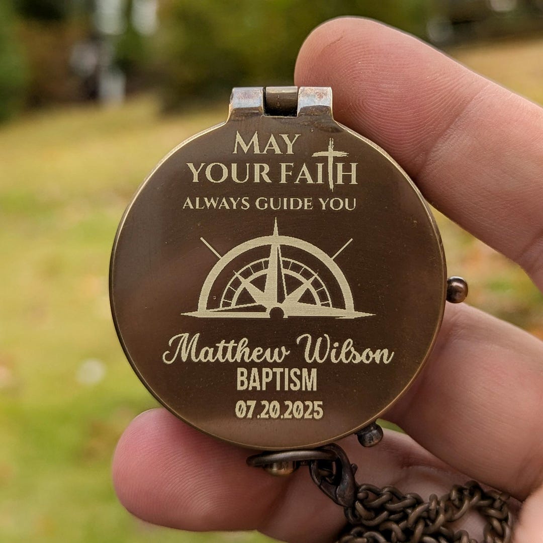 Baptism Gift Boy, Engraved Compass, Baptism Gift Girl, Functional Brass ...