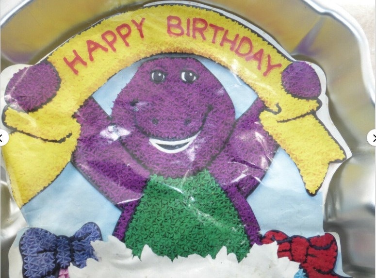 RARE Vintage Barney the Dinosaur Wilton Cake Pan Instructions Retired ...