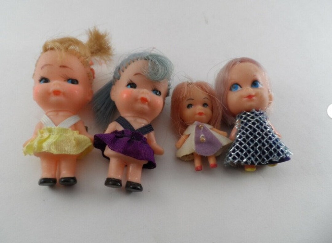 Vintage Mattel Liddle Kiddles Dolls Blue Hair Japan set of 4 Pins ...