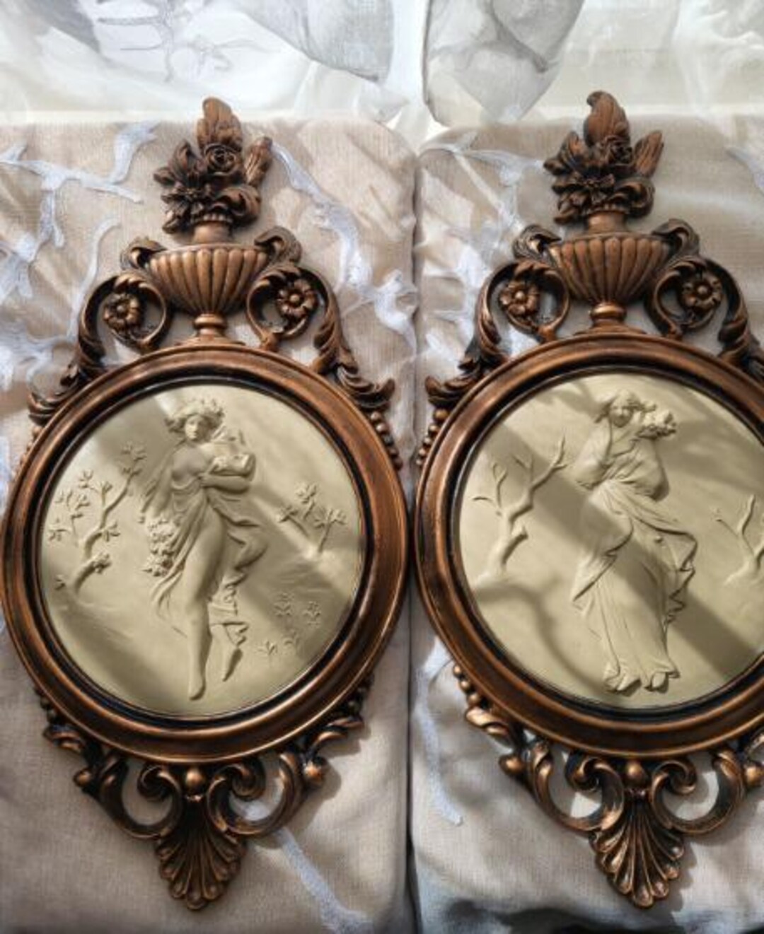 Vintage MCM Coppercraft Guild Goddess Wall Plaques 14.5 Cameo Hard ...