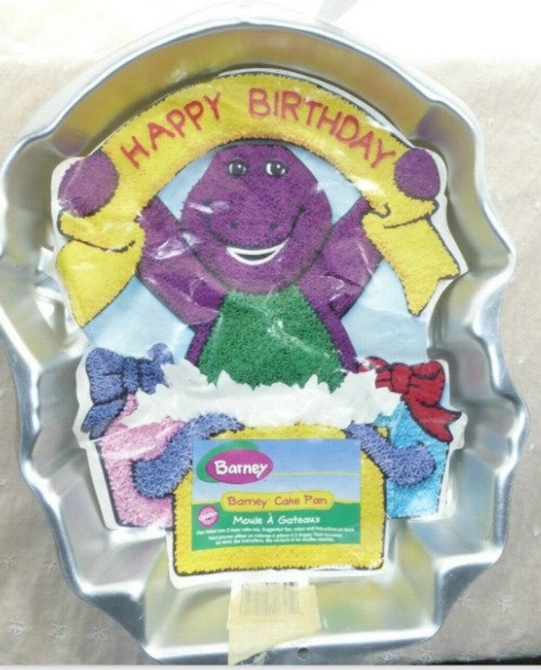 RARE Vintage Barney the Dinosaur Wilton Cake Pan Instructions Retired ...