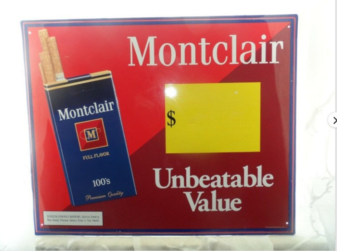 Vintage 1990s Montclair Cigarettes Signage AMERICAN TOBACCO Co. Metal ...