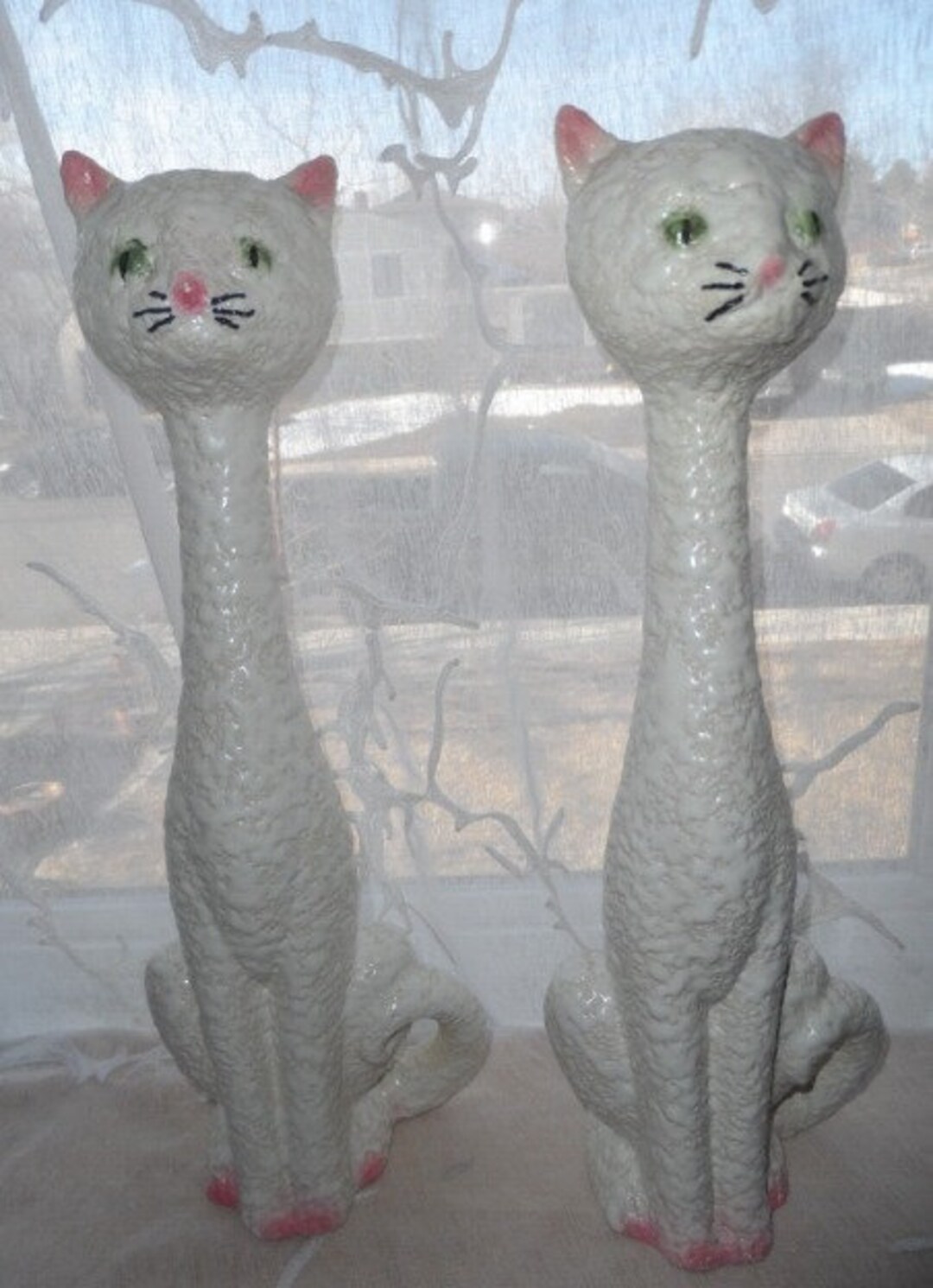 Rare 2 Handmade Ceramic Cat Figurines Statues 14 1/2 - Etsy