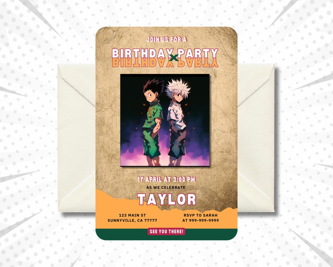 Editable Anime‑style Birthday Invitation • 5×7 Manga‑inspired Template ...