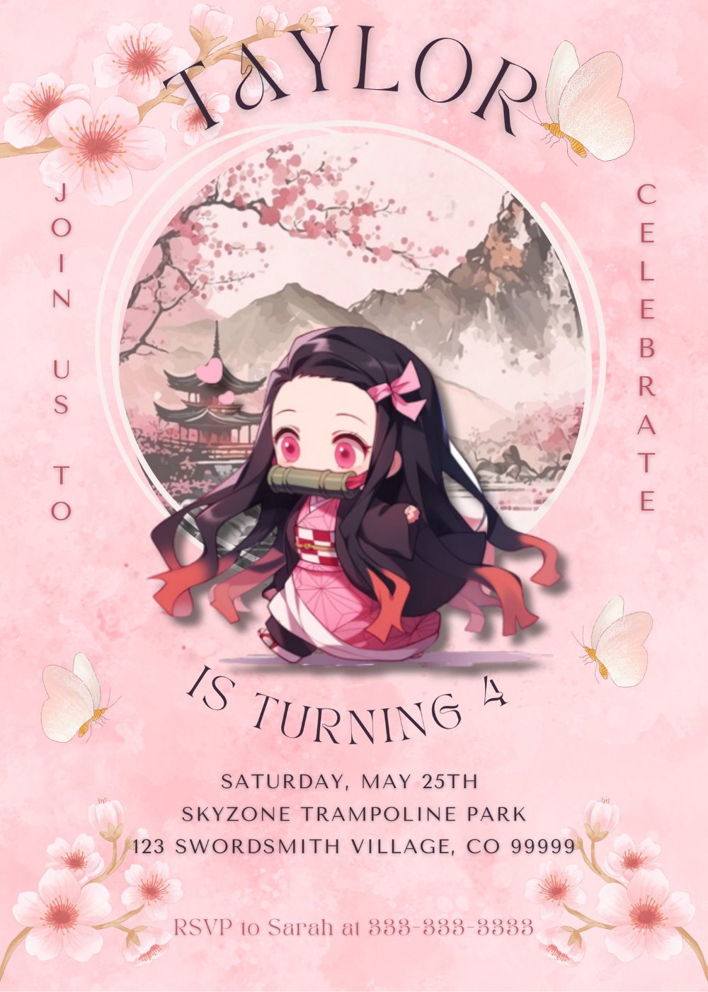 Anime Birthday Invitation Anime Theme Anime Style Editable Birthday ...