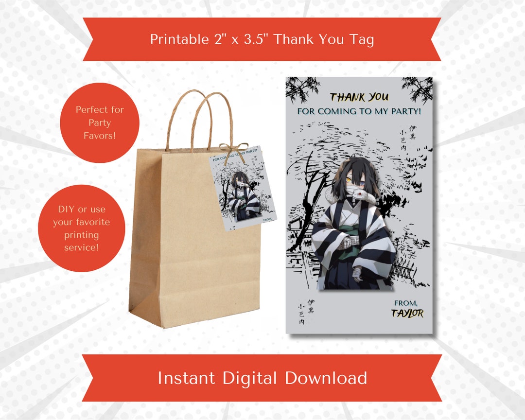 Anime Thank You Tags Anime Party Favors Editable Thank You Tags Anime ...