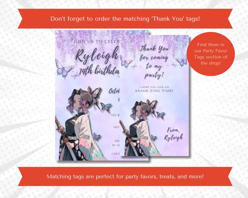 Anime Birthday Invitation Anime Theme Anime Style Editable Birthday ...