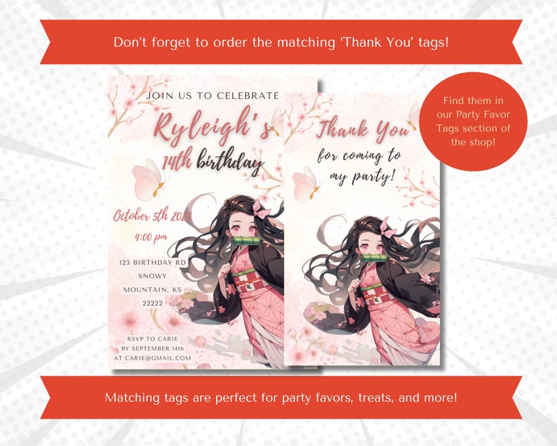 Editable Anime‑style Birthday Invitation • 5×7 Manga‑inspired Template ...