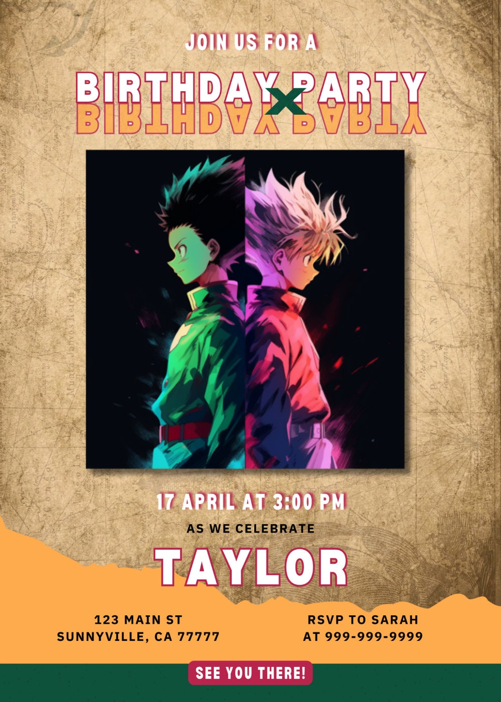 Anime Birthday Invitation Anime Theme Anime Style Editable Birthday ...