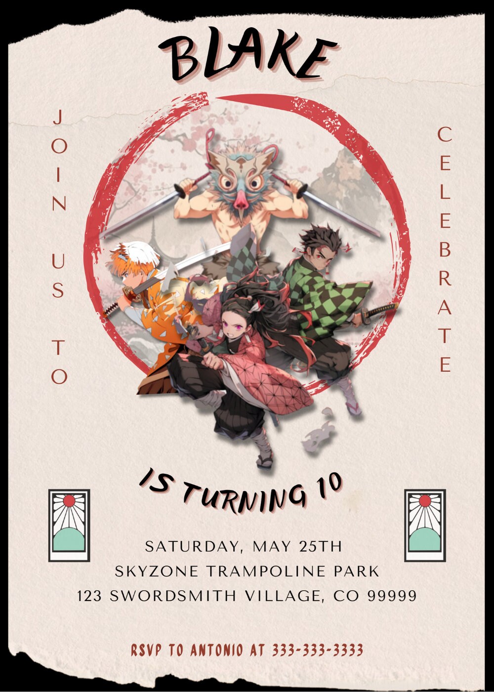 Anime Birthday Invitation Anime Theme Anime Style Editable Birthday ...