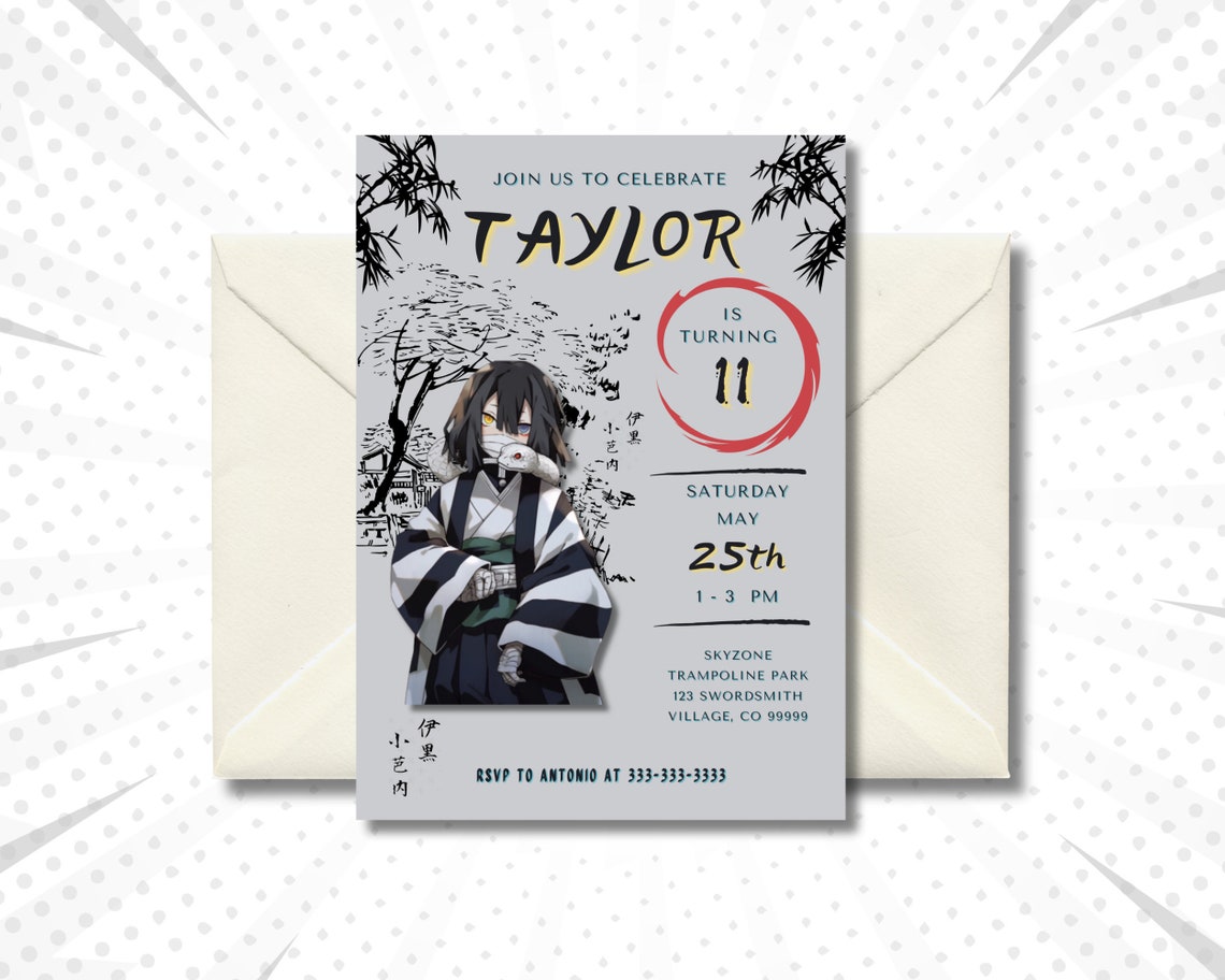 Anime Birthday Invitation Anime Theme Anime Style Editable Birthday ...