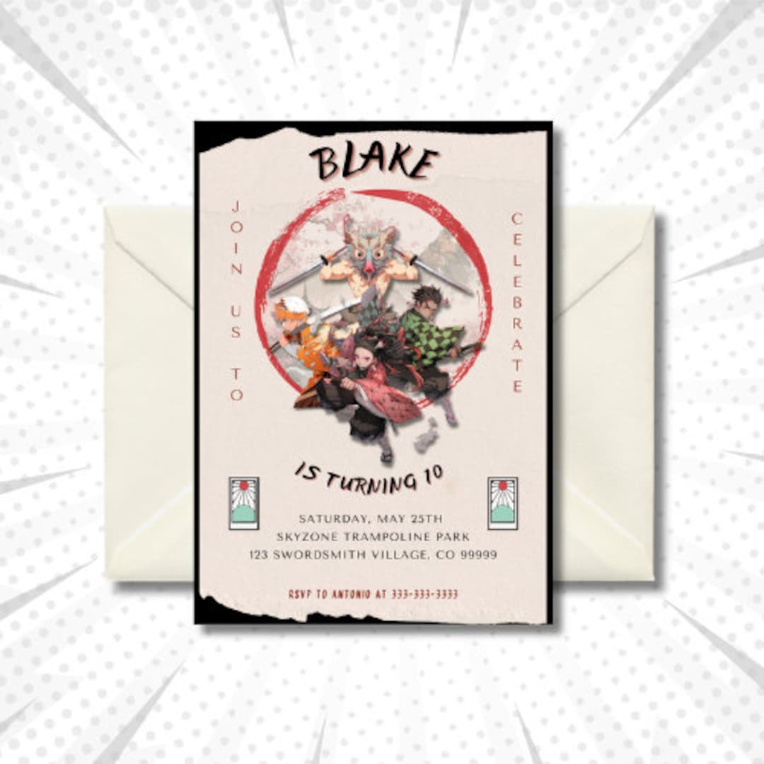 Anime Birthday Invitation Anime Theme Anime Style Editable Birthday ...