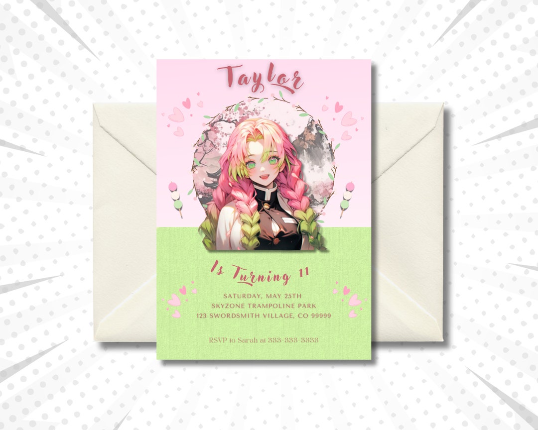 Anime Birthday Invitation Anime Theme Anime Style Editable Birthday ...