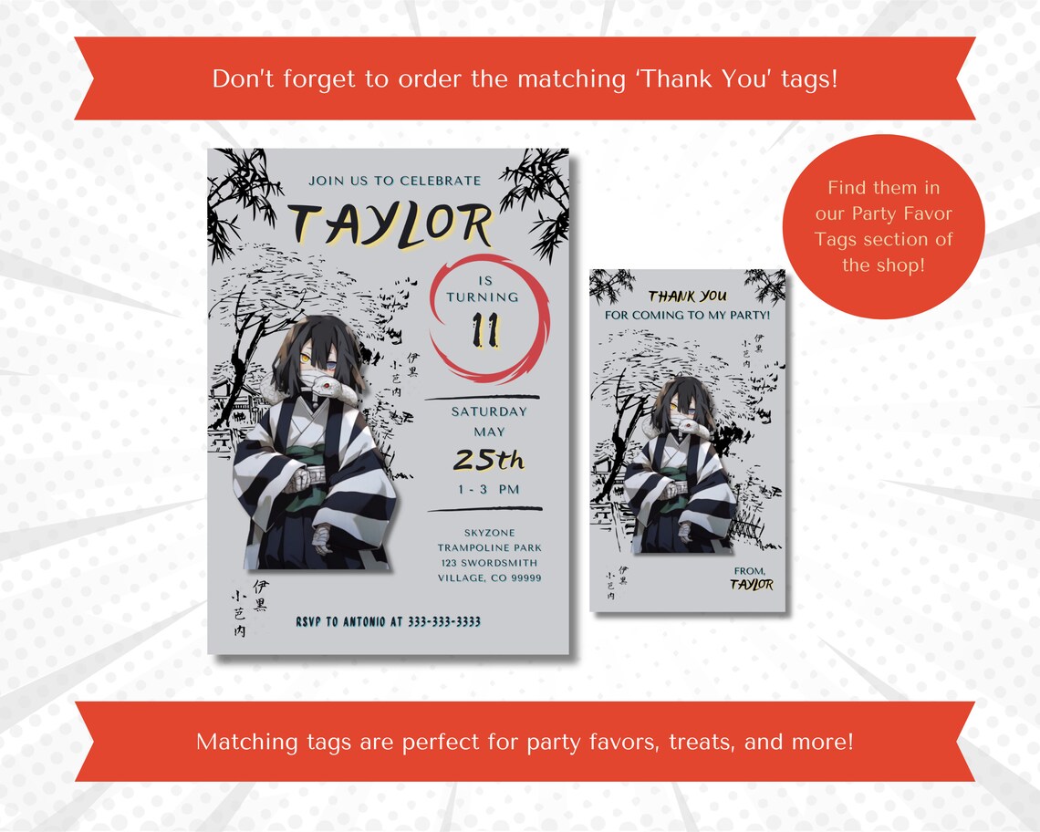 Anime Birthday Invitation Anime Theme Anime Style Editable Birthday ...