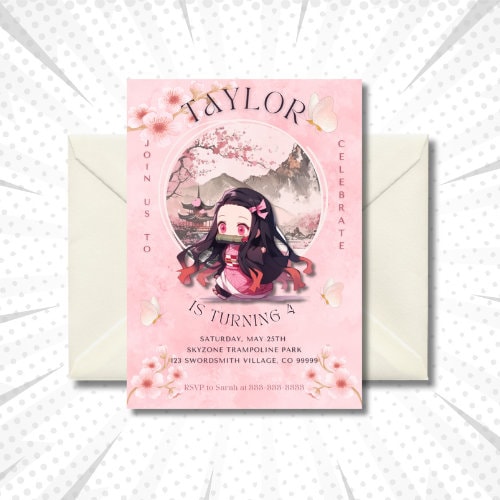 Anime Birthday Invitation Anime Theme Anime Style Editable Birthday ...