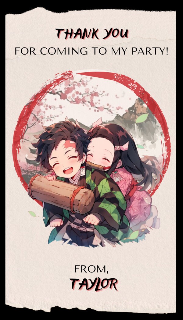 Anime Thank You Tags Anime Party Favors Editable Thank You Tags Anime ...