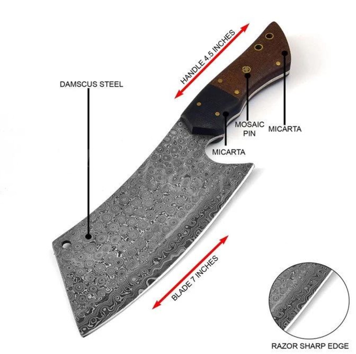 Chef Cleaver Knife, Customized Heavy Duty Damascus Steel Meat Chopper ...