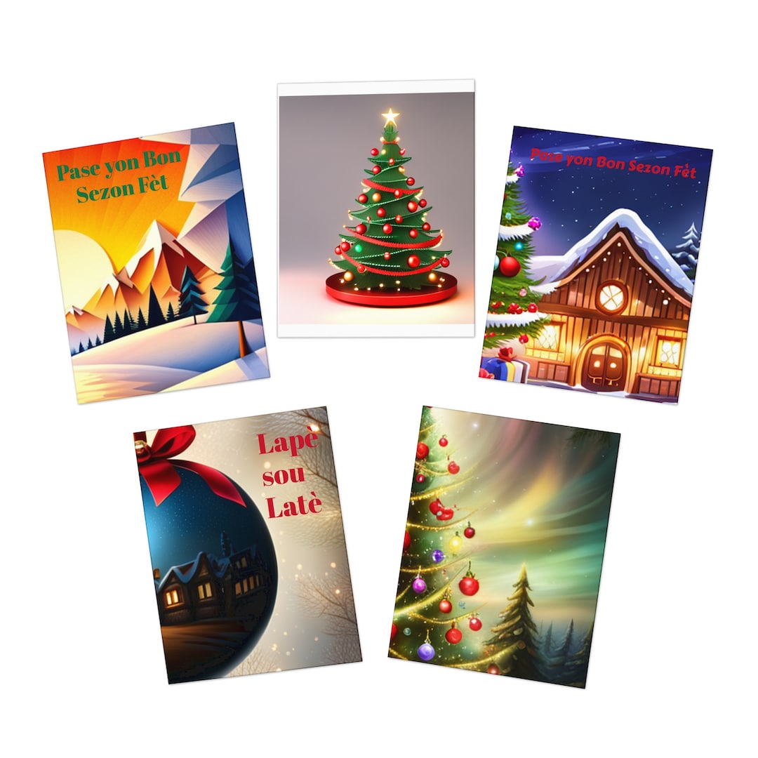 5 Haitian Creole Christmas Cards 5 Diferan Kat Souwè - Etsy